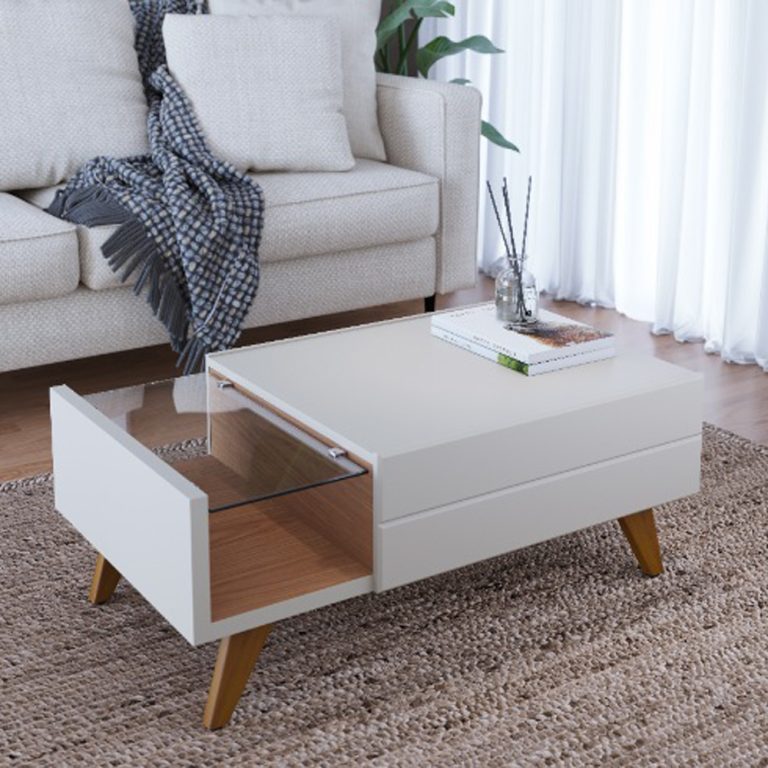 Mesa De Living 1 Cajon Rieles Metalicos Estante De Vidrio - Lo Quiero ...